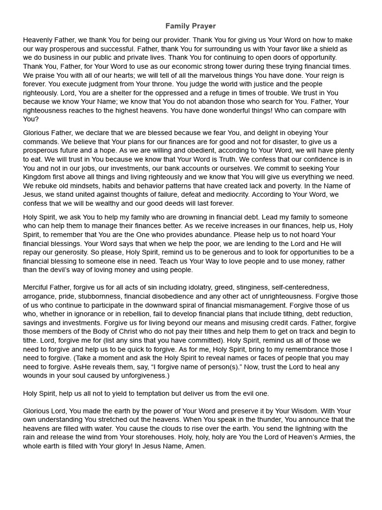 Family Prayer | PDF | Heaven | Glory (Religion)