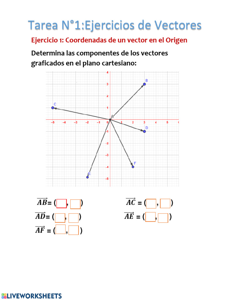 Tarea N°1:Ejercicios de Vectores: Ejercicio 1: Coordenadas de Un Vector en El Origen | PDF ...