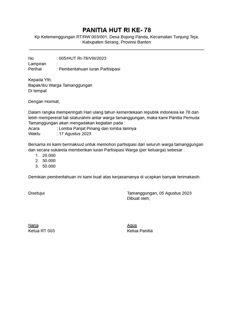 Surat Edaran 17an | PDF