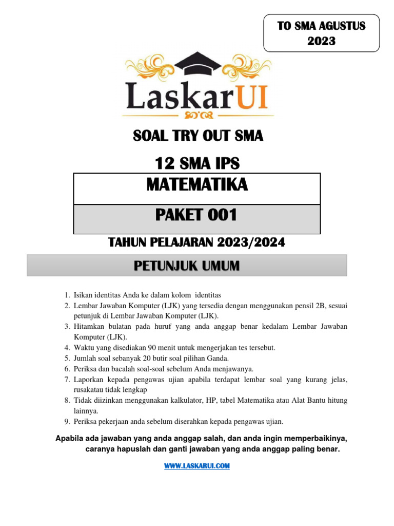 Try Out 12 Ips Matematika | PDF