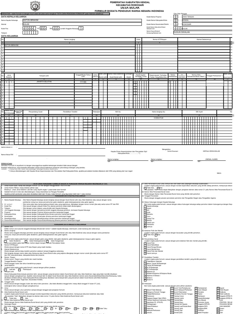 Formulir F1-01 | PDF