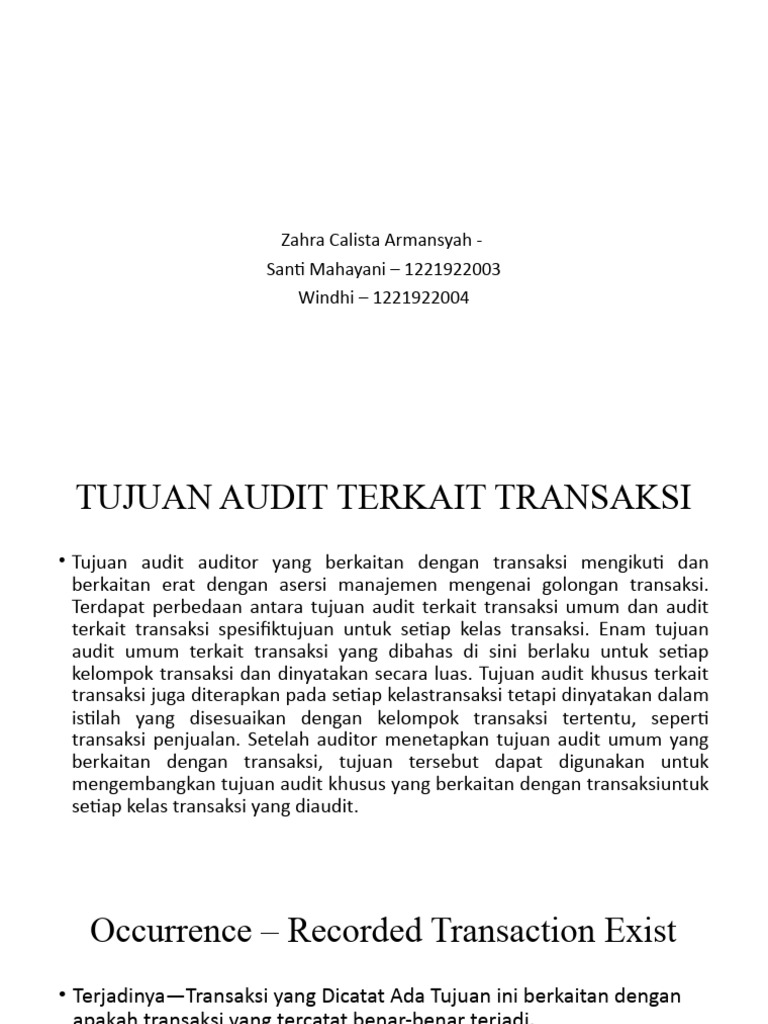 AUDIT II - Transaction Related Audit Objectives For Sale | PDF