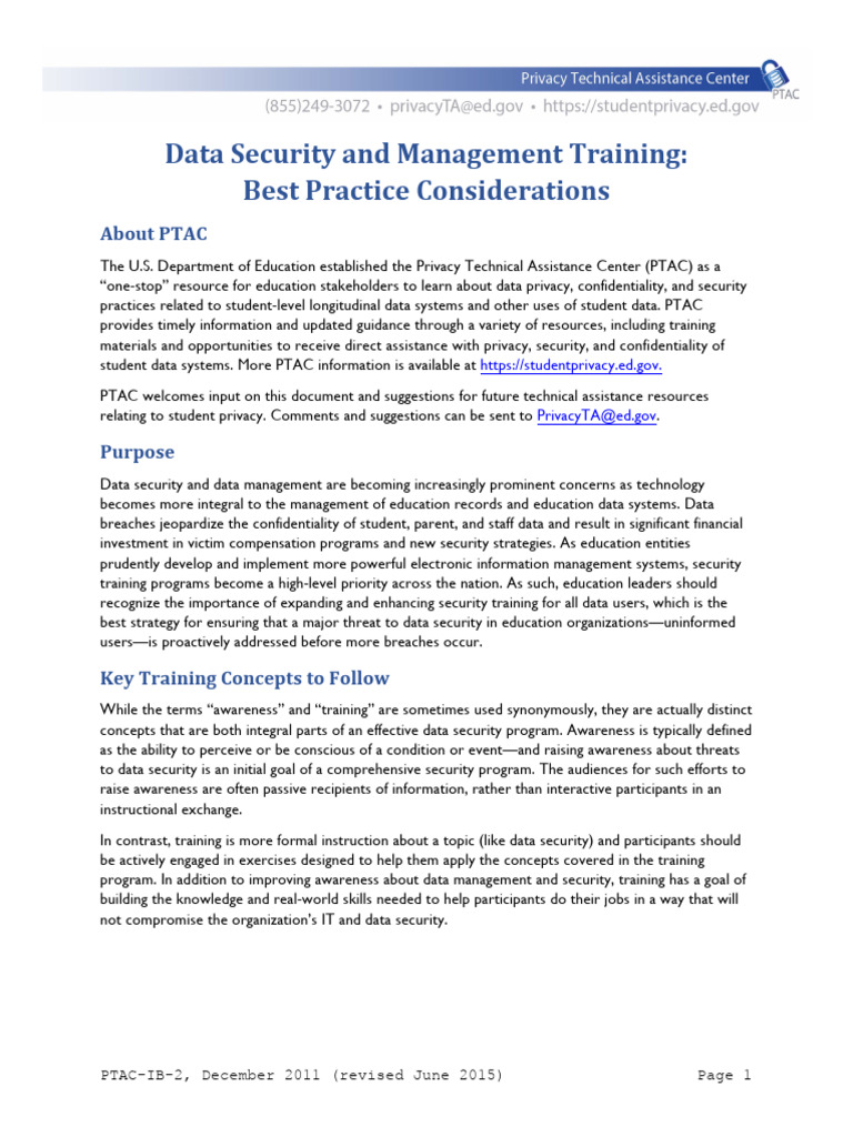 Data Security and Management Training - 1 | PDF | Information Security ...