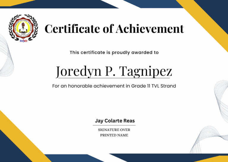 Blue and Yellow Minimalist Employee of The Month Certificate | PDF