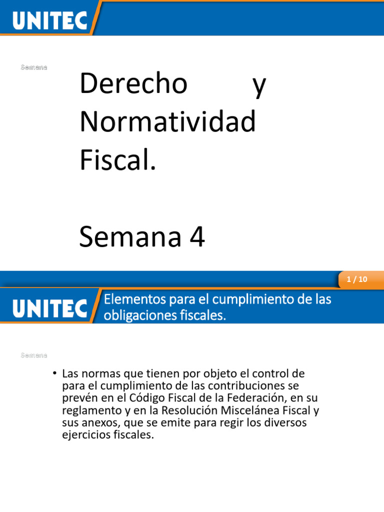 Derecho y Normatividad Fiscal. Semana 4 - v1 | PDF | Derecho