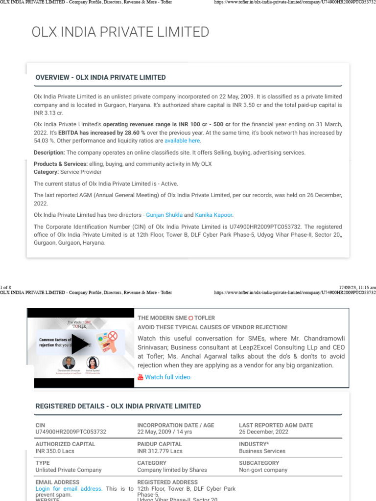 OLX India Private Limited Overview | PDF | Business | Economies