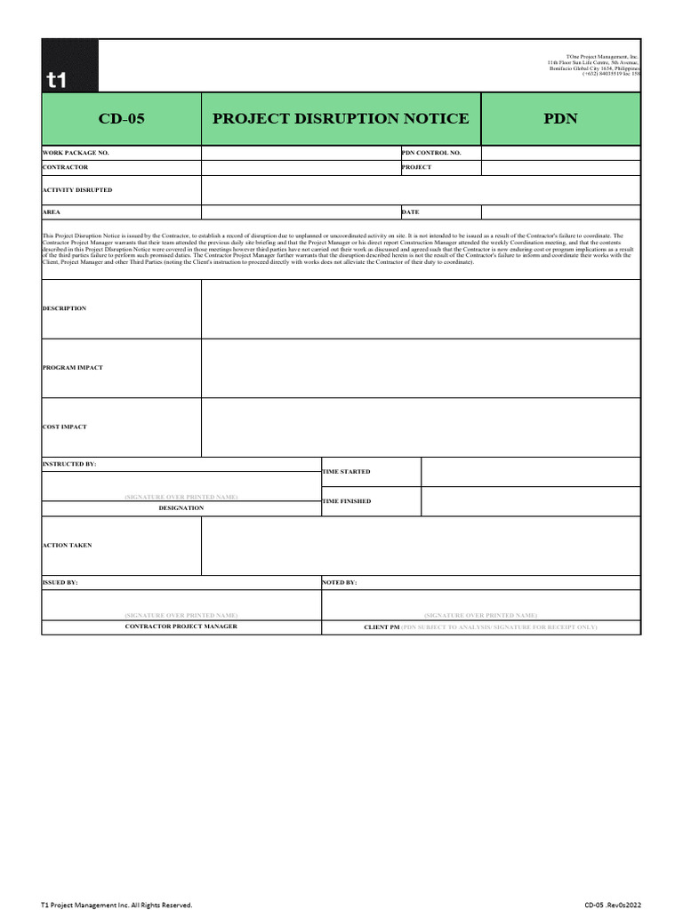 CD-05 Project Disruption Notice | PDF