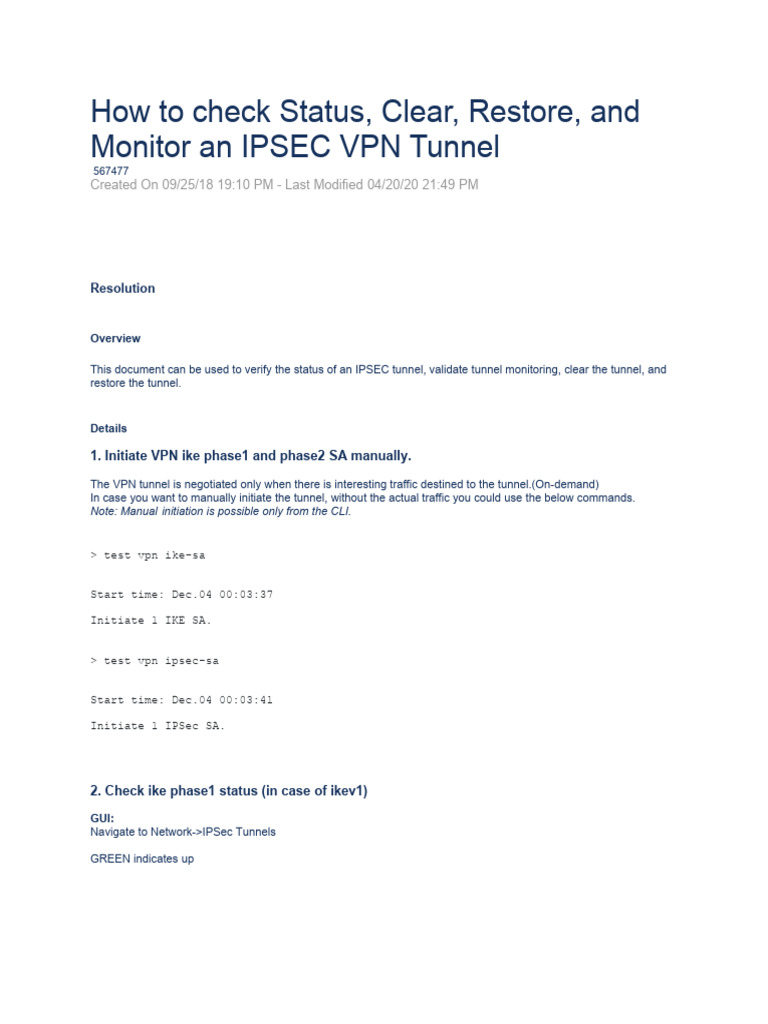 Site To Site VPN Troubleshooting Sop | PDF