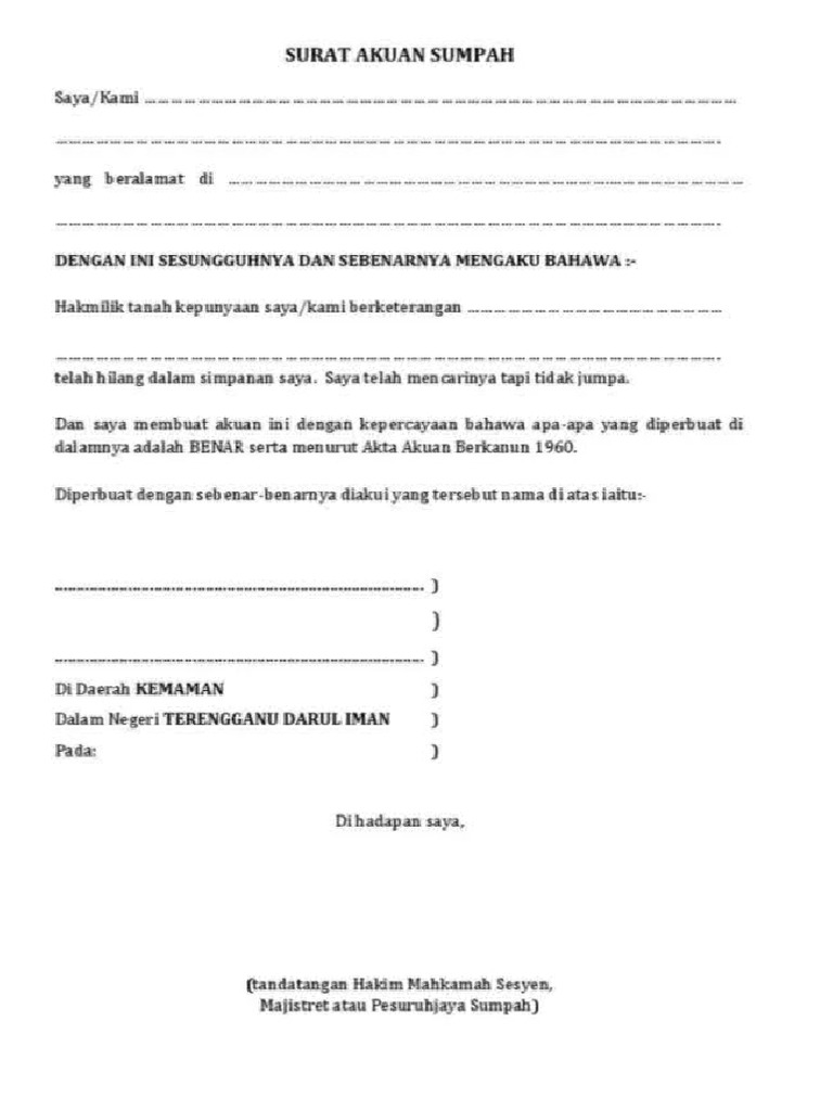 Surat Akuan Sumpah | PDF