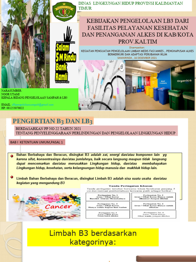 Bahan Materi Kebijakan Pengelolaan Limbah B3 Medis | PDF