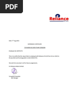 RELIANCE FRESH Experience Letter | PDF