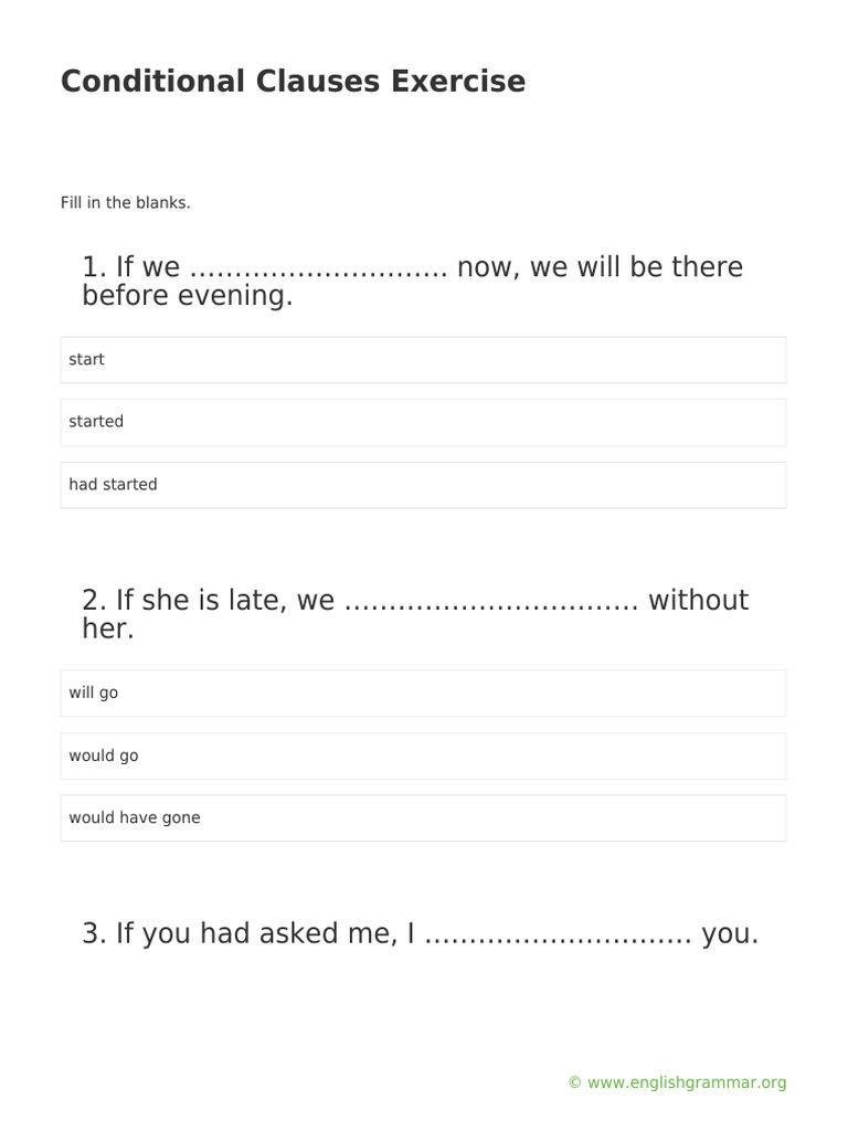 Conditional Clauses Exercise | PDF | Language Arts & Discipline | Self ...