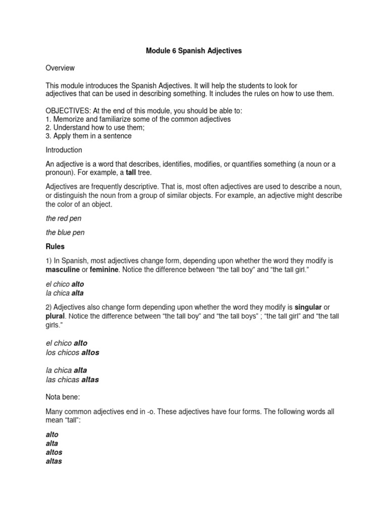 HPC05 Module 5 Adjectives | PDF