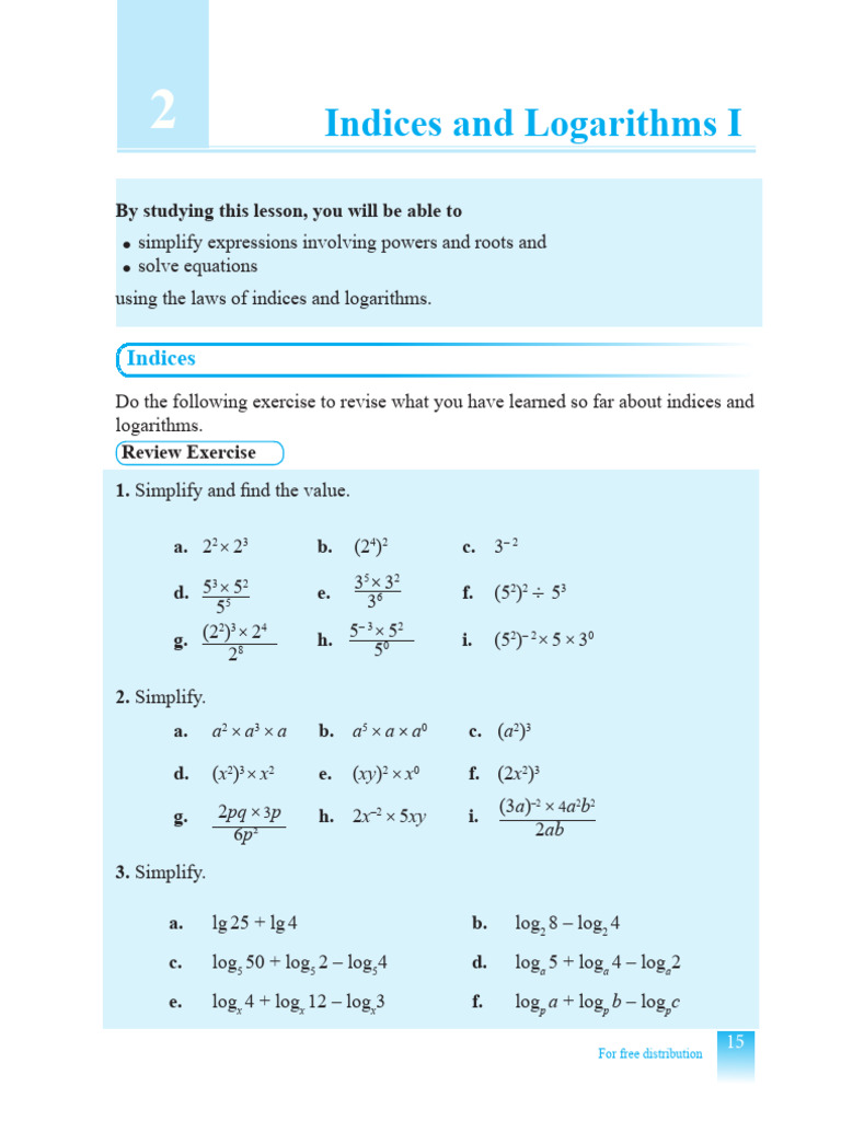 Grade 11 Log and Indices I | PDF | Numbers | Elementary Mathematics
