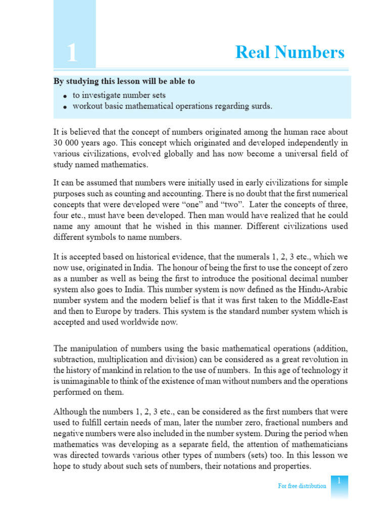 Grade 11 Real Numbers | PDF