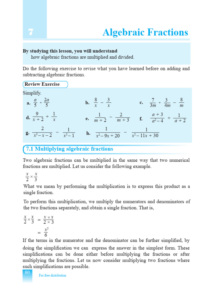 Algebraic Fractions | PDF