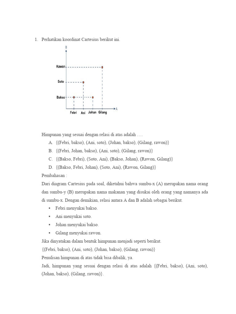 Soal dan Pembahasan Relasi dan Fungsi | PDF