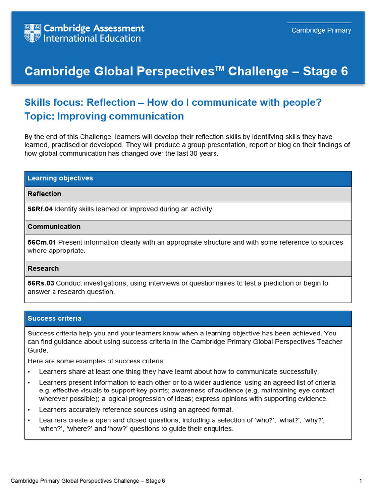 Global Communication Skills Challenge | PDF | Learning | Communication