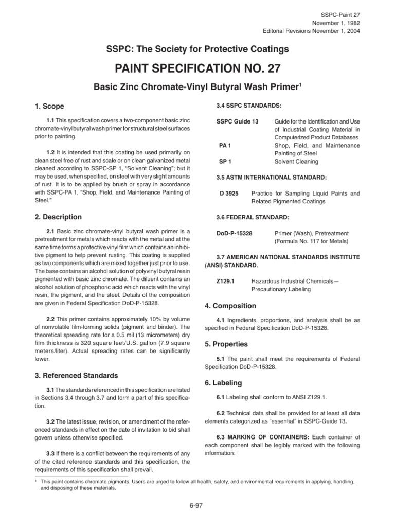 SSPC Paint 27-1982 (2004) | PDF | Paint | Rust