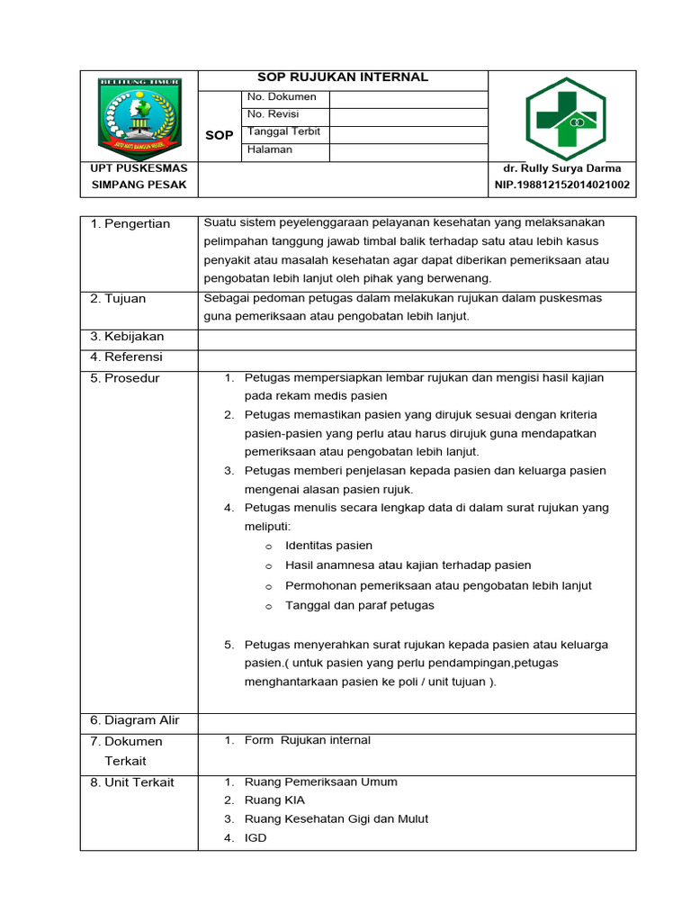 Sop Rujukan Internal | PDF