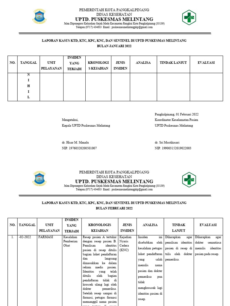 Laporan Bulanan Ikp 2022 | PDF