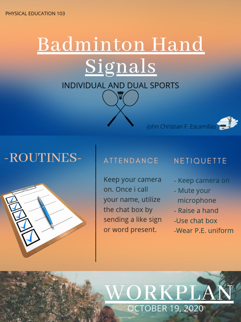 P.E. 103 Badminton Hand Signals | PDF