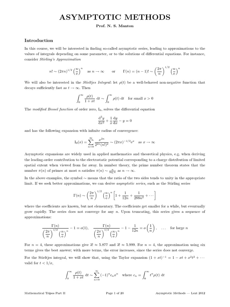 Asymptotic Methods Lecture | PDF | Asymptotic Analysis | Fourier Transform Asymptotic Methods Lecture | PDF | Asymptotic Analysis | Fourier Transform