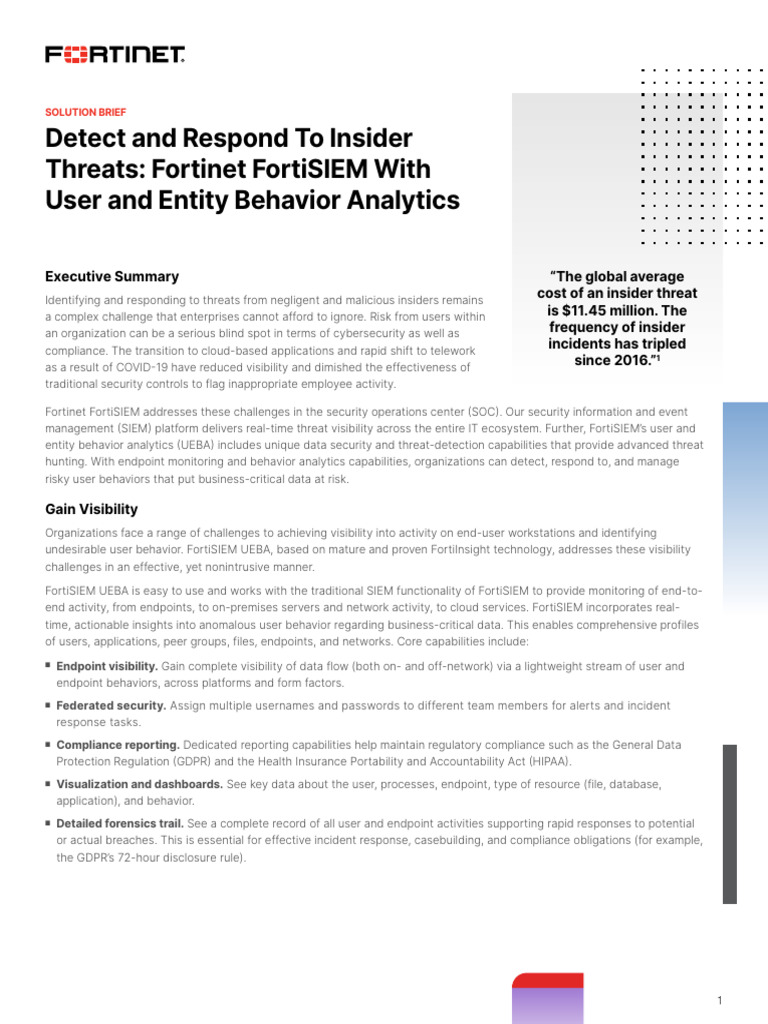 Detect and Respond To Insider Threats - Fortinet FortiSIEM With User and Entity Behavior ...