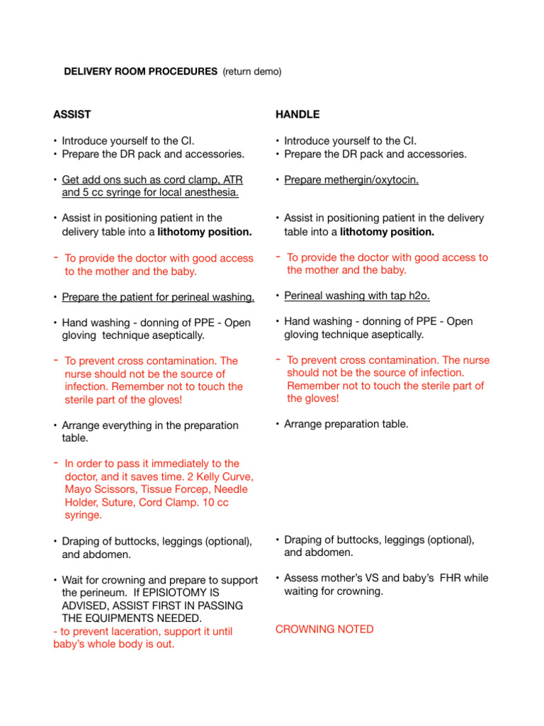 Delivery Room Procedure | PDF | Childbirth | Motherhood