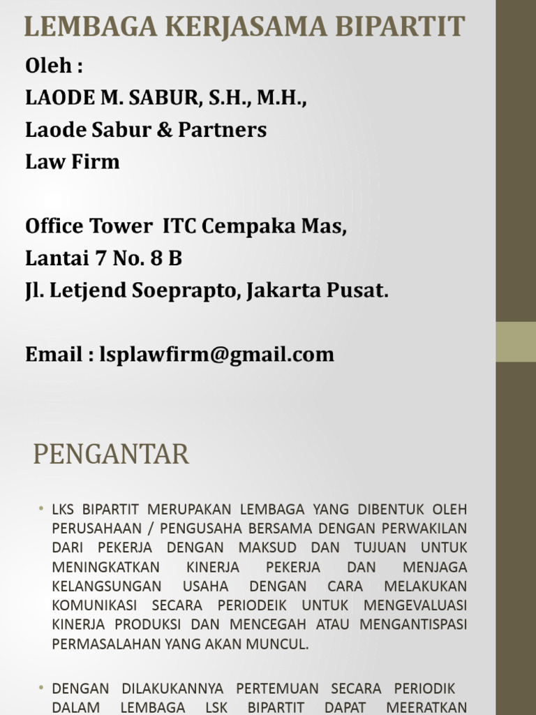 Tujuan dan Fungsi LKS Bipartit | PDF