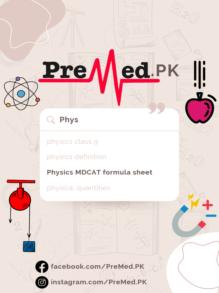 PreMed - PK MDCAT Physics Formula Sheet - Compressed | PDF | Doppler Effect | Gases