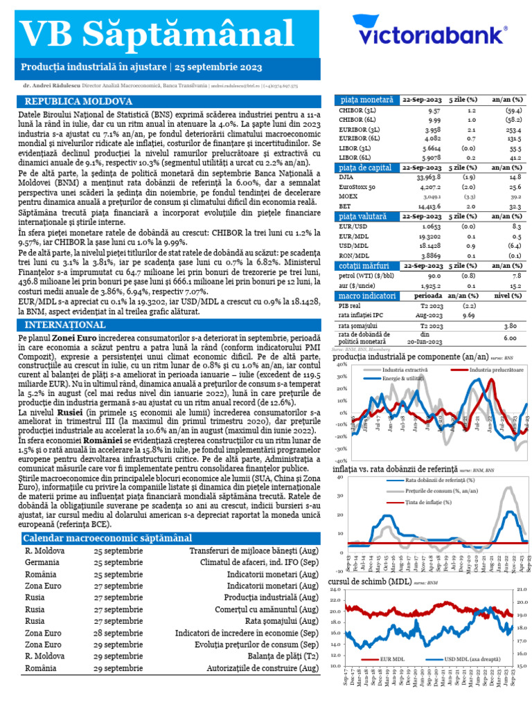 VBSaptamanal 25.09.2023 Productia Industriala in Ajustare | PDF