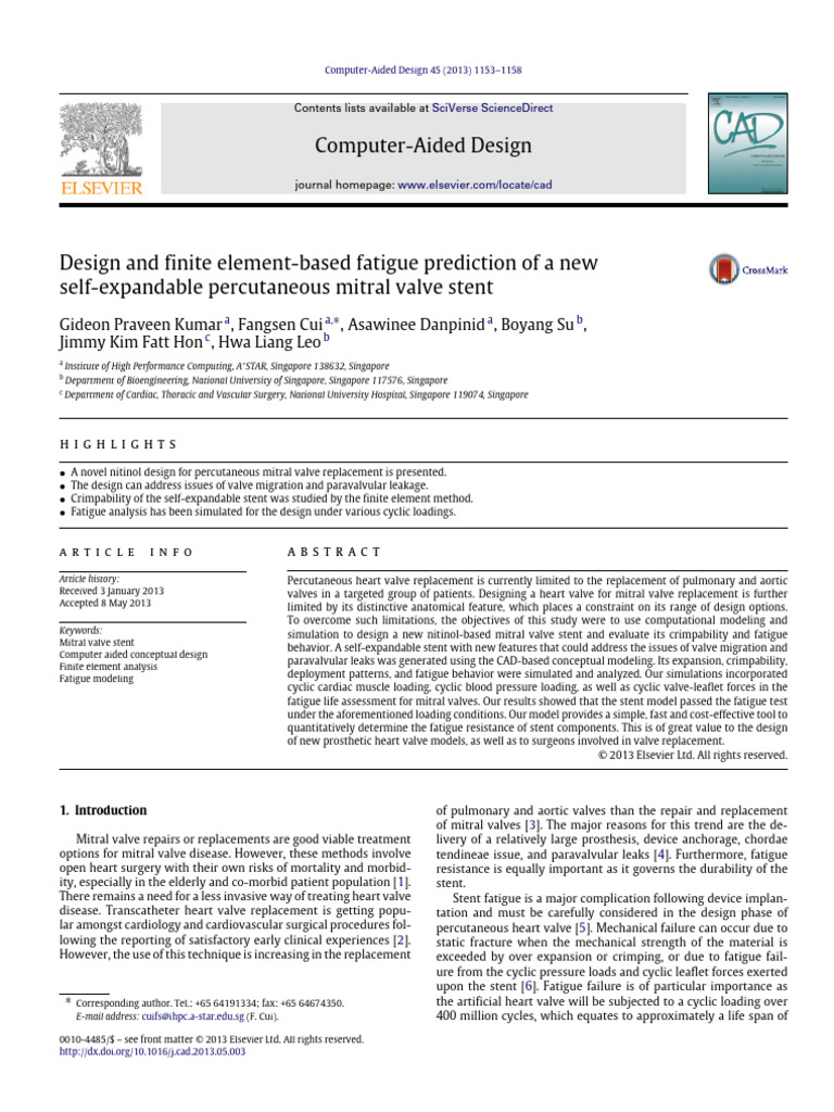 Design and Finite Element-Based Fatigue Prediction of A New Self ...