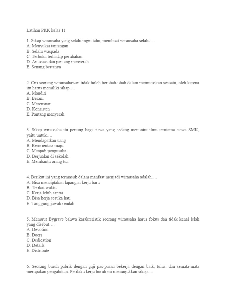 Latihan PKK 11 | PDF