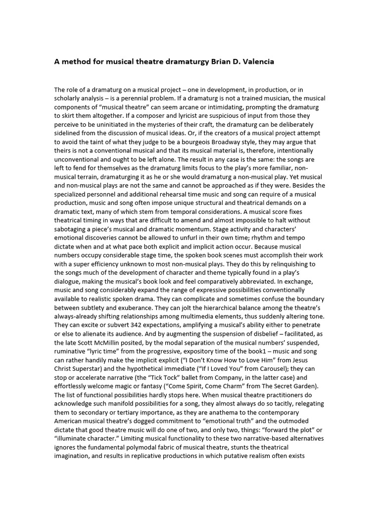 Musical Theatre Dramaturgy Explained | PDF | Musical Theatre | Theatre