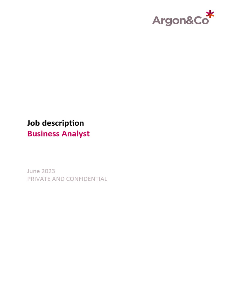 Argon&Co - Business Analyst JD | PDF | Financial Analyst | Consultant