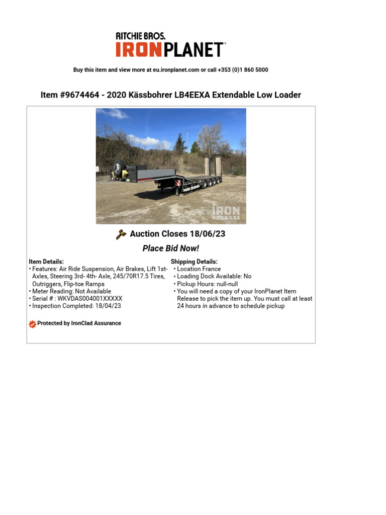 IronPlanet Europe - Item #9674464 - 2020 Kässbohrer LB4EEXA Extendable Low Loader | PDF ...