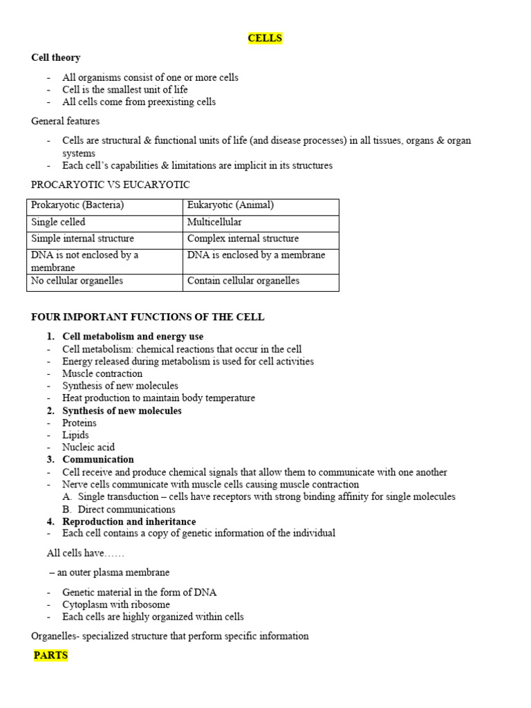 Cells | PDF | Cell (Biology) | Cell Membrane