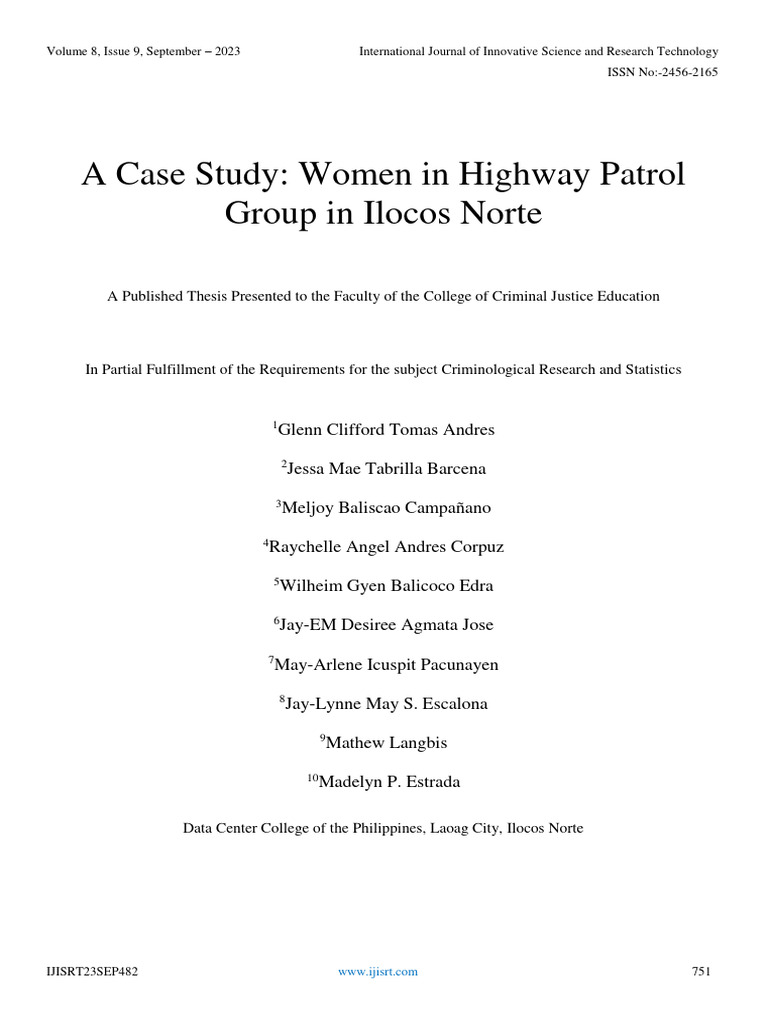 A Case Study: Women in Highway Patrol Group in Ilocos Norte | Download Free PDF | Police ...