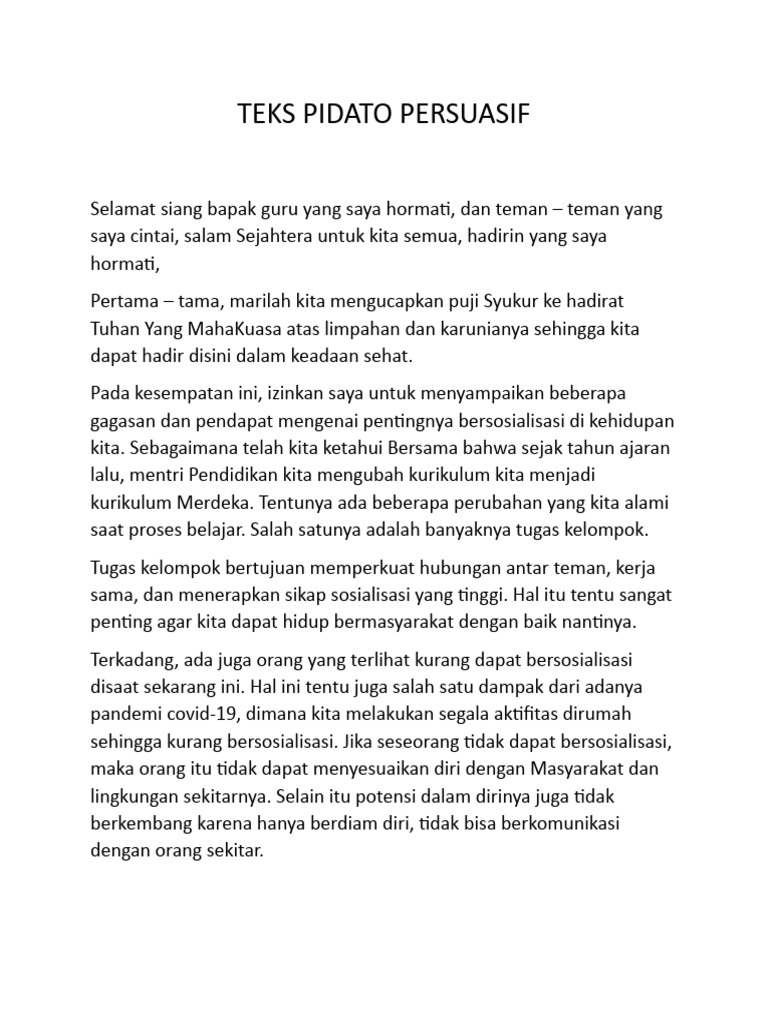 Teks Pidato Persuasif | PDF | Karier & Perkembangan