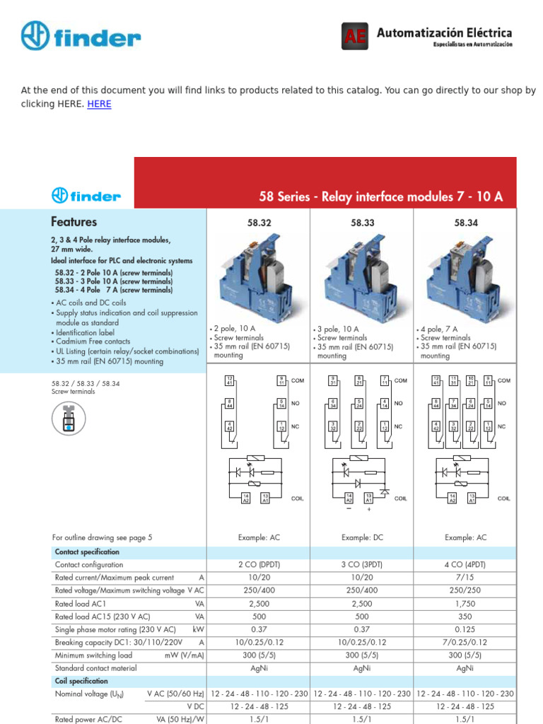 CATEN - 58Series-Finder Relay | PDF | Alternating Current | Switch