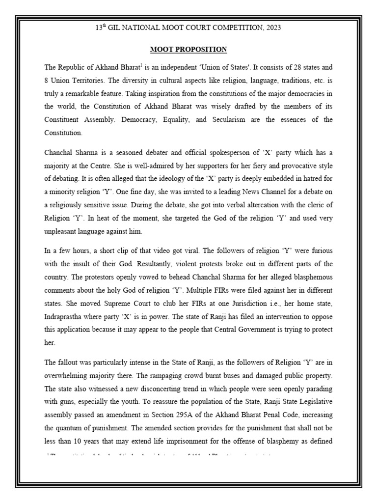 Moot Proposition | Download Free PDF | Ethical Principles | Justice