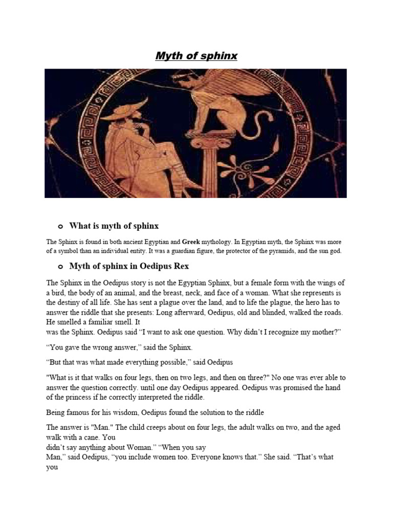 Myth of Sphinx - Oedipus Rex | PDF