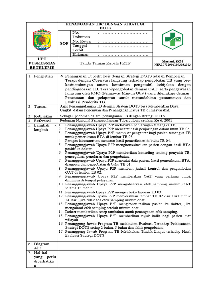 Format Sop Penanganan TBC Dengan Strategi Dots | PDF
