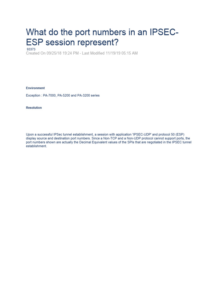 What Do The Port Numbers in An IPSEC | PDF | Internet | Telecommunications