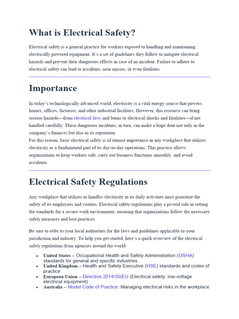 What Is Electrical Safety | PDF | Occupational Safety And Health | Safety