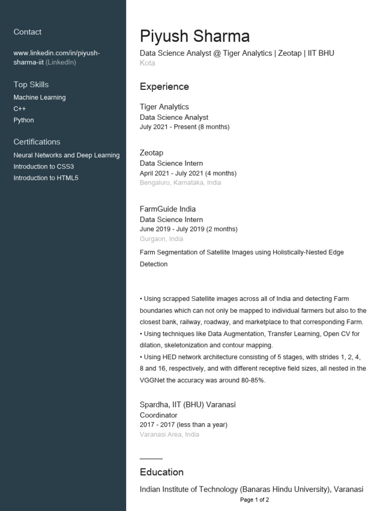 Data Science Analyst Profile - Piyush Sharma | PDF | Computers