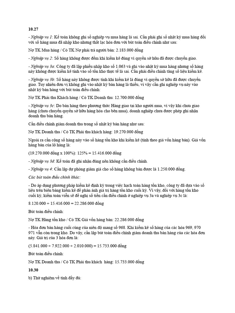 BT 10.27 kiểm toán bctc | PDF