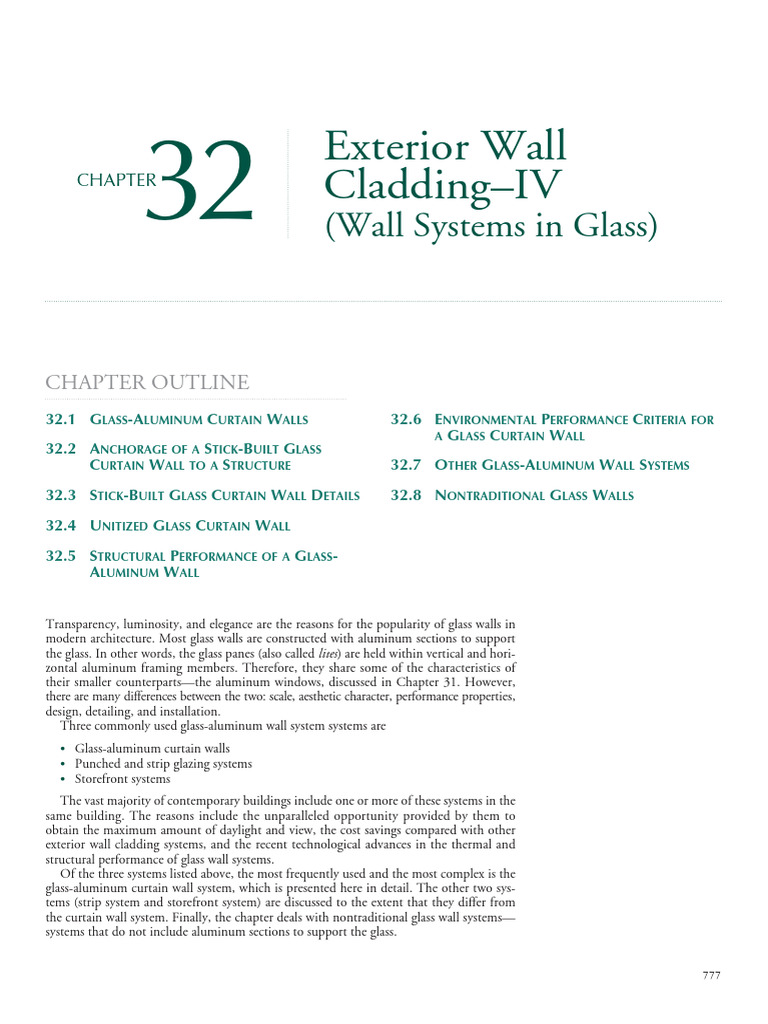 Chapter 32 Exterior Wall Cladding-IV (Wall Systems in Glass) | PDF ...