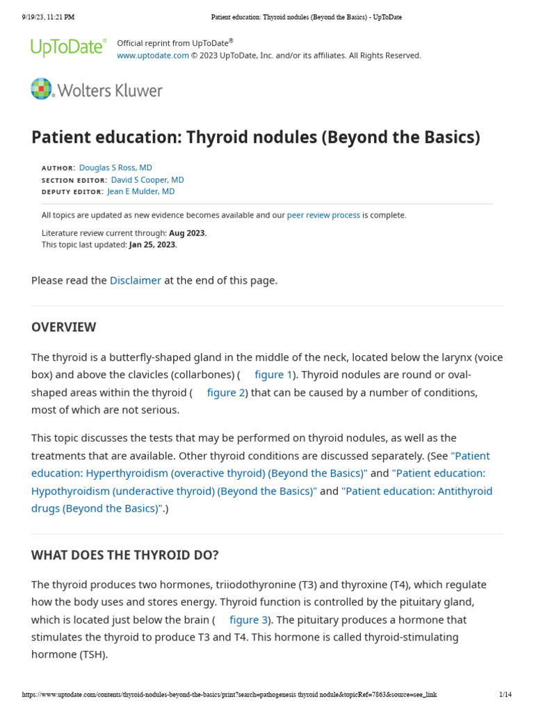 Patient Education - Thyroid Nodules (Beyond The Basics) - UpToDate ...